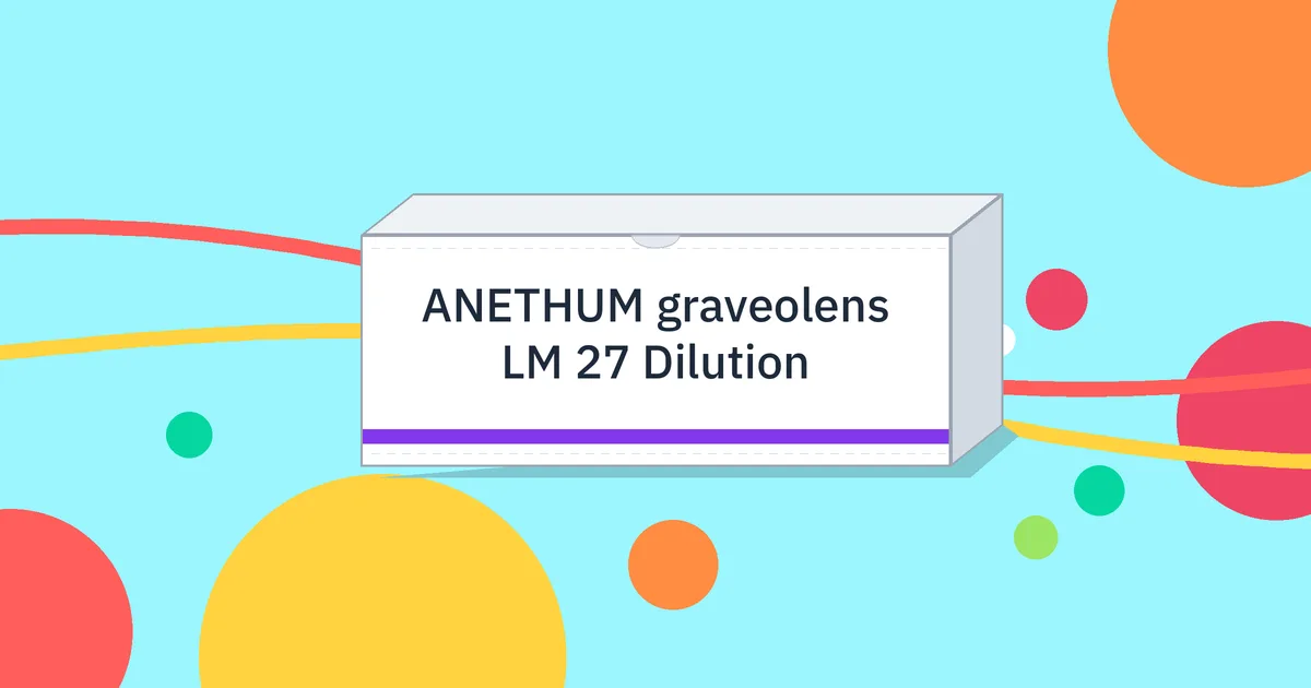 Symbolbild: Packung mit der Aufschrift ANETHUM graveolens LM 27 Dilution (PZN 16008280) – Verfügbarkeit und Bezug in Apotheken in Frankfurt am Main