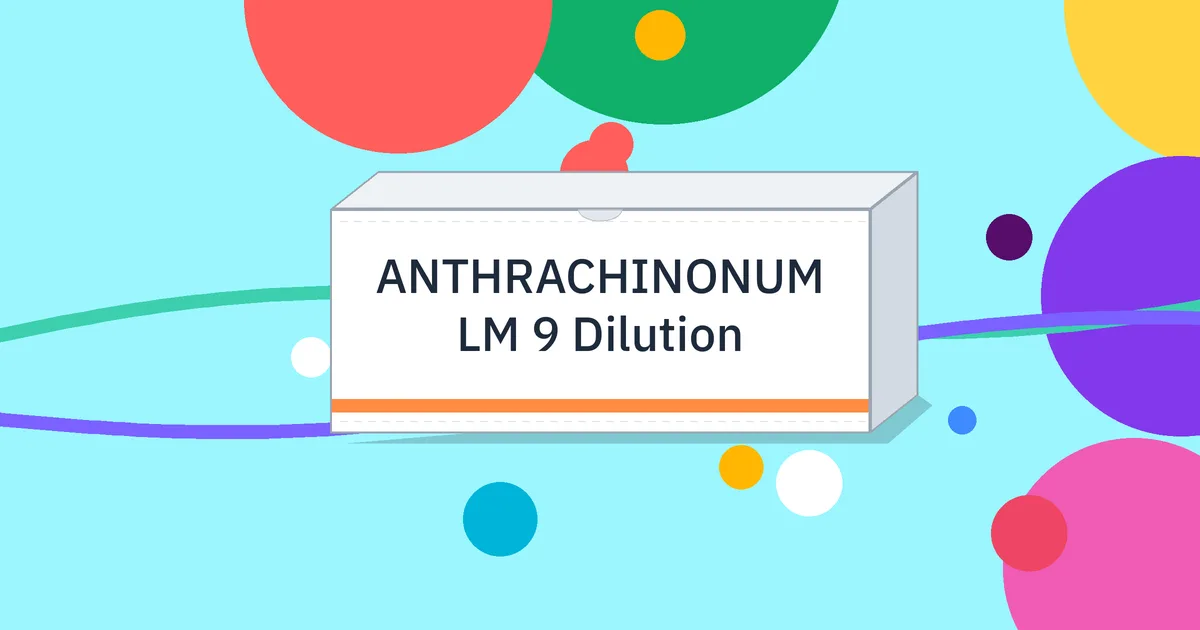 Symbolbild: Packung mit der Aufschrift ANTHRACHINONUM LM 9 Dilution (PZN 13370721) – Verfügbarkeit und Bezug in Apotheken in Frankfurt am Main