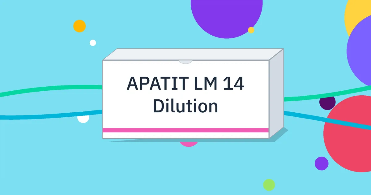 Symbolbild: Packung mit der Aufschrift APATIT LM 14 Dilution (PZN 13377344) – Verfügbarkeit und Bezug in Apotheken in Frankfurt am Main