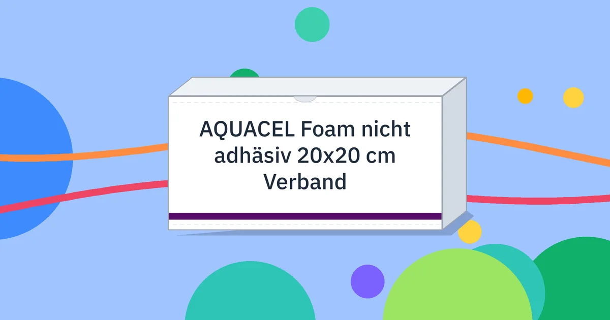 Symbolbild: Packung mit der Aufschrift AQUACEL Foam nicht adhäsiv 20x20 cm Verband (PZN 18126397) – Verfügbarkeit und Bezug in Apotheken in Frankfurt am Main