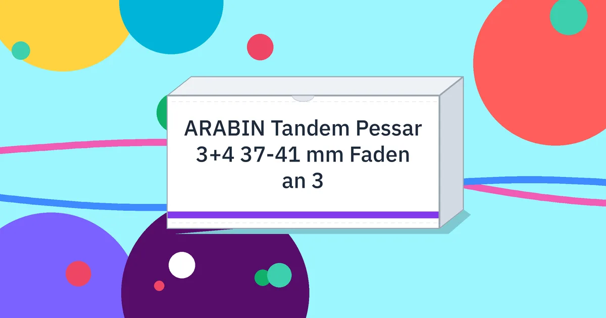 Symbolbild: Packung mit der Aufschrift ARABIN Tandem Pessar 3+4 37-41 mm Faden an 3 (PZN 16928129) – Verfügbarkeit und Bezug in Apotheken in Frankfurt am Main