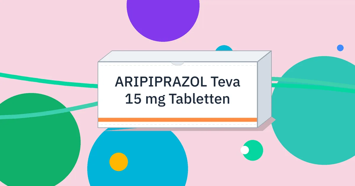 Symbolbild: Packung mit der Aufschrift ARIPIPRAZOL Teva 15 mg Tabletten (PZN 19053186) – Verfügbarkeit und Bezug in Apotheken in Frankfurt am Main