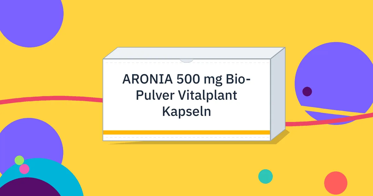 Symbolbild: Packung mit der Aufschrift ARONIA 500 mg Bio-Pulver Vitalplant Kapseln (PZN 12503924) – Verfügbarkeit und Bezug in Apotheken in Frankfurt am Main