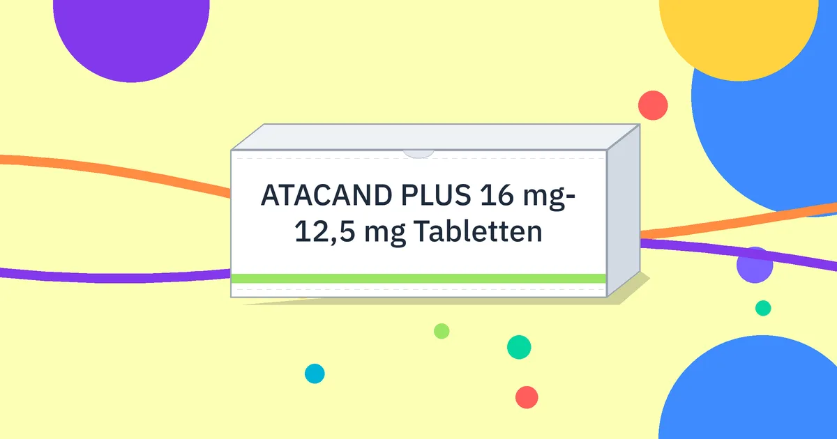 Symbolbild: Packung mit der Aufschrift ATACAND PLUS 16 mg-12,5 mg Tabletten (PZN 06102428) – Verfügbarkeit und Bezug in Apotheken in Frankfurt am Main