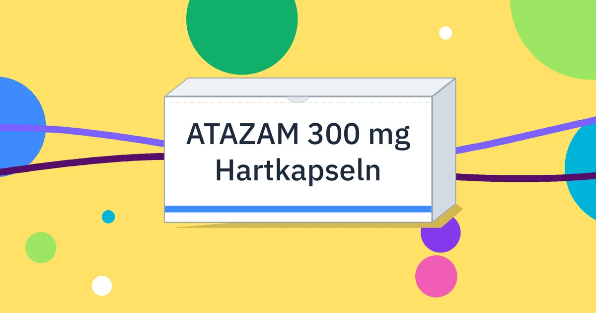 Symbolbild: Packung mit der Aufschrift ATAZAM 300 mg Hartkapseln (PZN 15426064) – Verfügbarkeit und Bezug in Apotheken in Frankfurt am Main