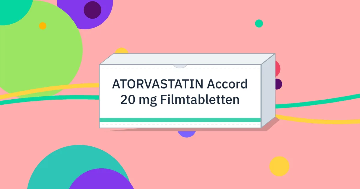 Symbolbild: Packung mit der Aufschrift ATORVASTATIN Accord 20 mg Filmtabletten (PZN 13980684) – Verfügbarkeit und Bezug in Apotheken in Frankfurt am Main