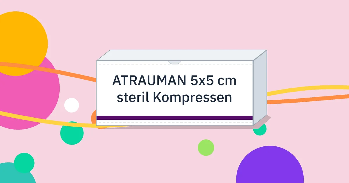 Symbolbild: Packung mit der Aufschrift ATRAUMAN 5x5 cm steril Kompressen (PZN 19781796) – Verfügbarkeit und Bezug in Apotheken in Frankfurt am Main