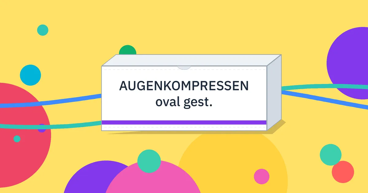 Symbolbild: Packung mit der Aufschrift AUGENKOMPRESSEN oval gest. (PZN 01722511) – Verfügbarkeit und Bezug in Apotheken in Frankfurt am Main