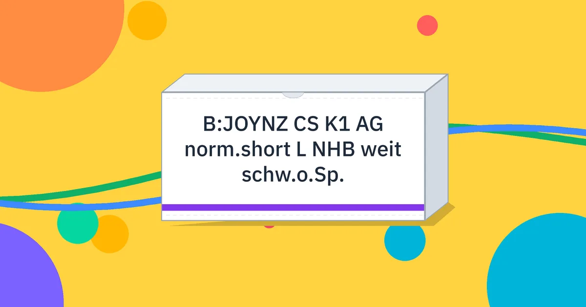 Symbolbild: Packung mit der Aufschrift B:JOYNZ CS K1 AG norm.short L NHB weit schw.o.Sp. (PZN 20532621) – Verfügbarkeit und Bezug in Apotheken in Frankfurt am Main