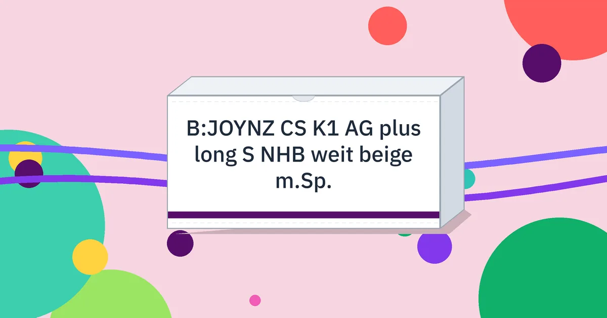Symbolbild: Packung mit der Aufschrift B:JOYNZ CS K1 AG plus long S NHB weit beige m.Sp. (PZN 20535588) – Verfügbarkeit und Bezug in Apotheken in Frankfurt am Main