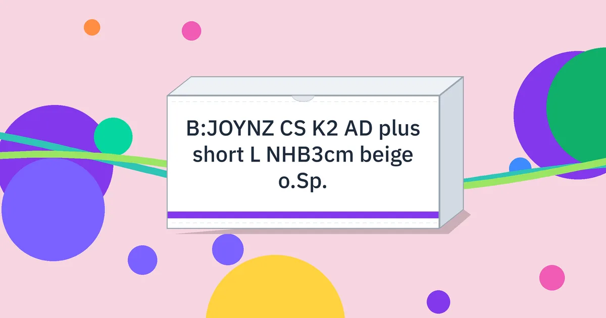 Symbolbild: Packung mit der Aufschrift B:JOYNZ CS K2 AD plus short L NHB3cm beige o.Sp. (PZN 20527206) – Verfügbarkeit und Bezug in Apotheken in Frankfurt am Main