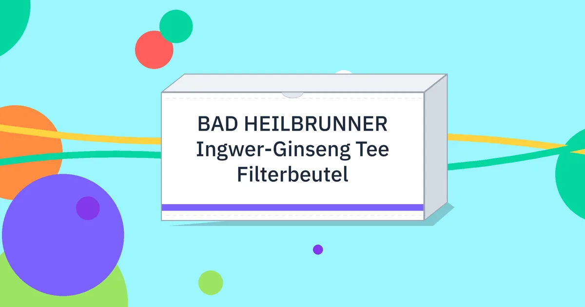 Symbolbild: Packung mit der Aufschrift BAD HEILBRUNNER Ingwer-Ginseng Tee Filterbeutel (PZN 17437215) – Verfügbarkeit und Bezug in Apotheken in Frankfurt am Main