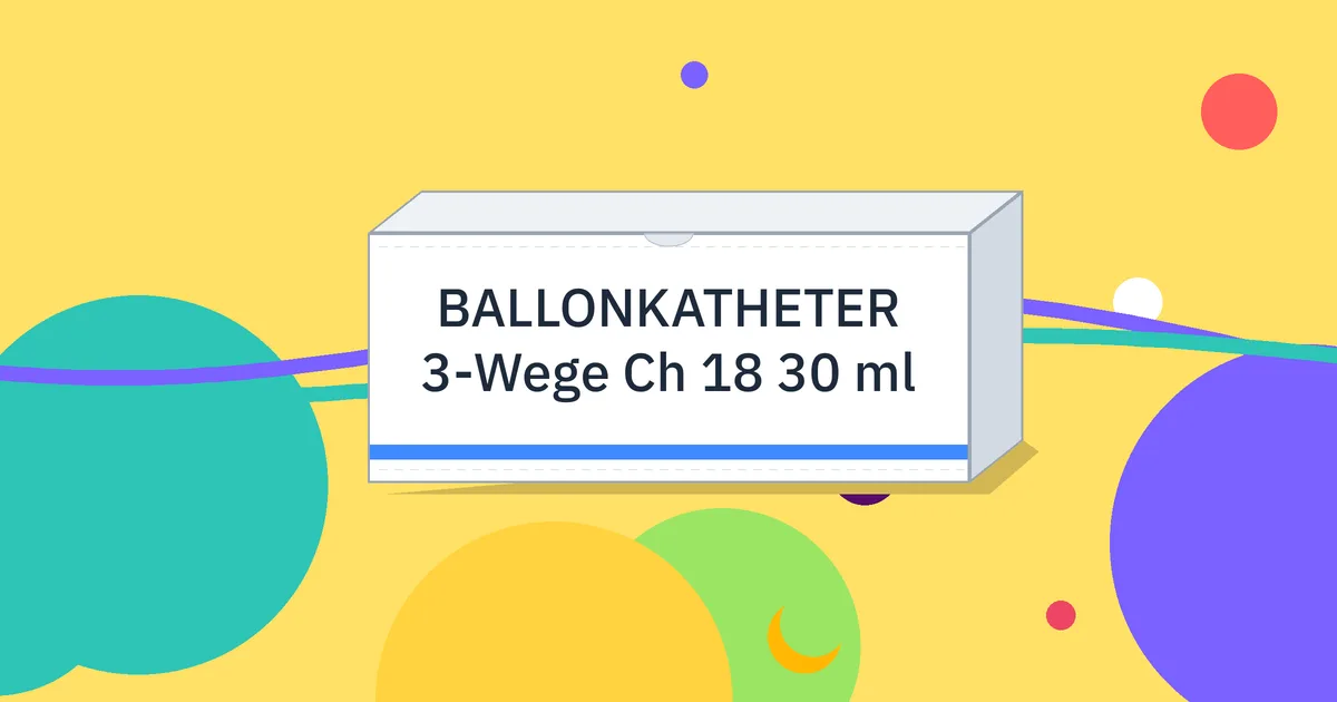 Symbolbild: Packung mit der Aufschrift BALLONKATHETER 3-Wege Ch 18 30 ml (PZN 00189859) – Verfügbarkeit und Bezug in Apotheken in Frankfurt am Main