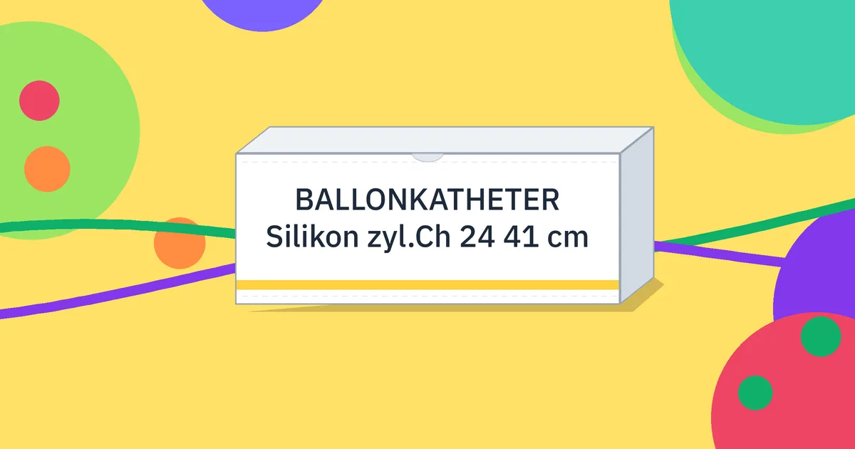 Symbolbild: Packung mit der Aufschrift BALLONKATHETER Silikon zyl.Ch 24 41 cm (PZN 10084831) – Verfügbarkeit und Bezug in Apotheken in Frankfurt am Main