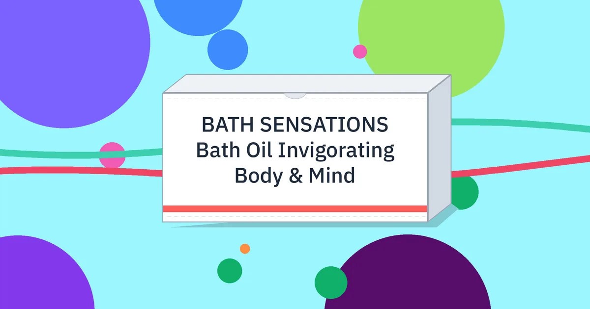 Symbolbild: Packung mit der Aufschrift BATH SENSATIONS Bath Oil Invigorating Body & Mind (PZN 17857503) – Verfügbarkeit und Bezug in Apotheken in Frankfurt am Main
