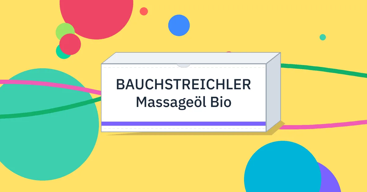 Symbolbild: Packung mit der Aufschrift BAUCHSTREICHLER Massageöl Bio (PZN 19972740) – Verfügbarkeit und Bezug in Apotheken in Frankfurt am Main