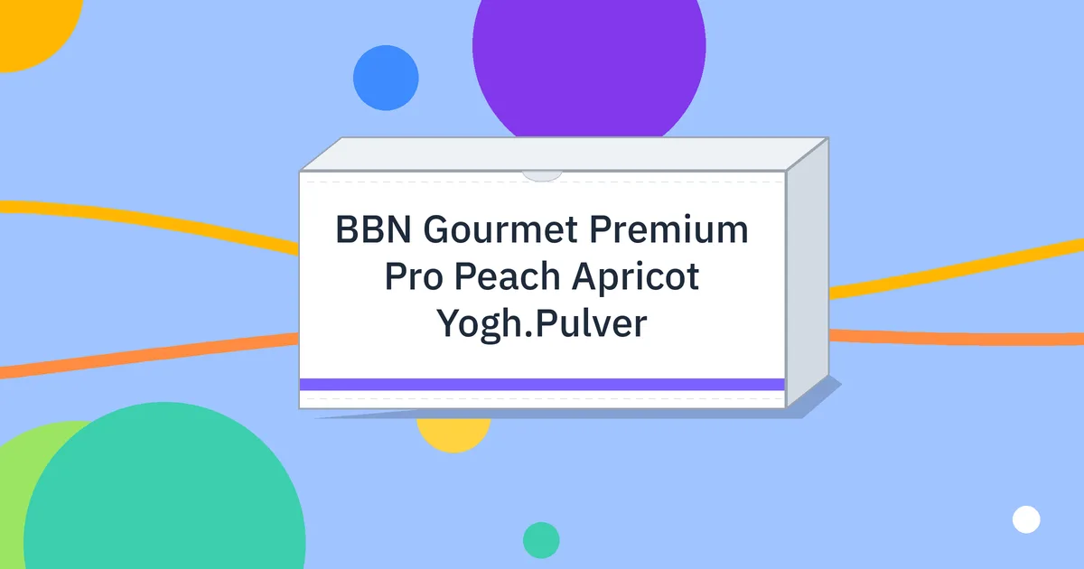 Symbolbild: Packung mit der Aufschrift BBN Gourmet Premium Pro Peach Apricot Yogh.Pulver (PZN 16853839) – Verfügbarkeit und Bezug in Apotheken in Frankfurt am Main