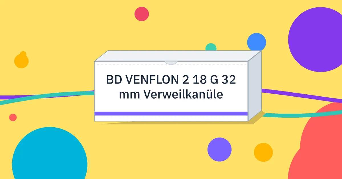 Symbolbild: Packung mit der Aufschrift BD VENFLON 2 18 G 32 mm Verweilkanüle (PZN 07669597) – Verfügbarkeit und Bezug in Apotheken in Frankfurt am Main