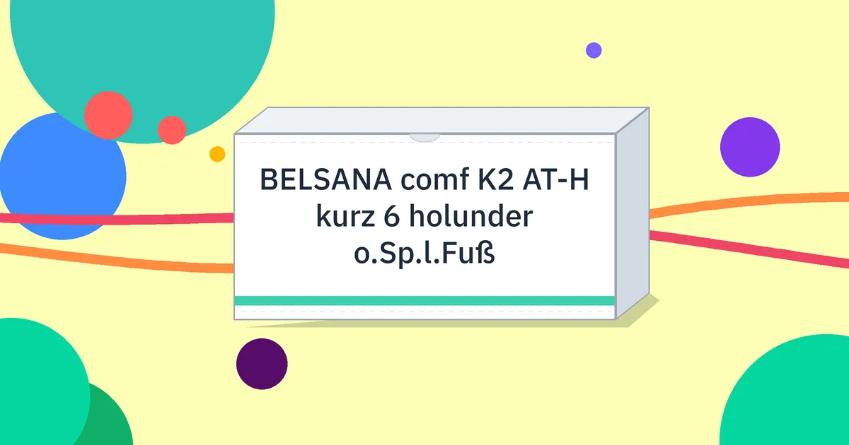 Symbolbild: Packung mit der Aufschrift BELSANA comf K2 AT-H kurz 6 holunder o.Sp.l.Fuß (PZN 12331736) – Verfügbarkeit und Bezug in Apotheken in Frankfurt am Main