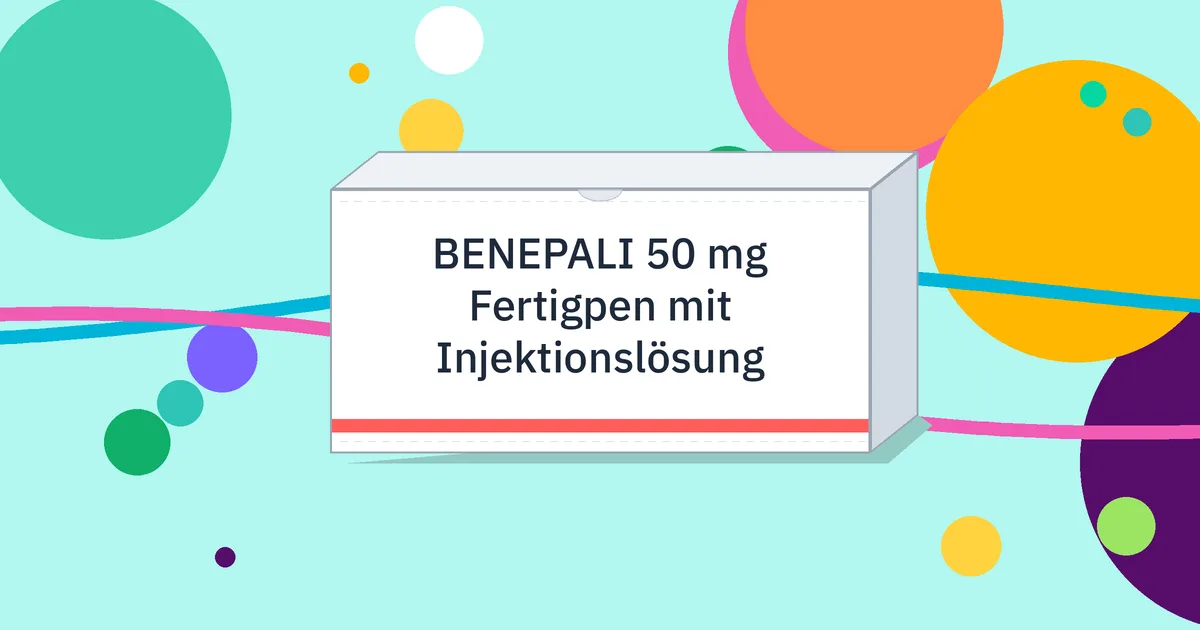 Symbolbild: Packung mit der Aufschrift BENEPALI 50 mg Fertigpen mit Injektionslösung (PZN 14335980) – Verfügbarkeit und Bezug in Apotheken in Frankfurt am Main