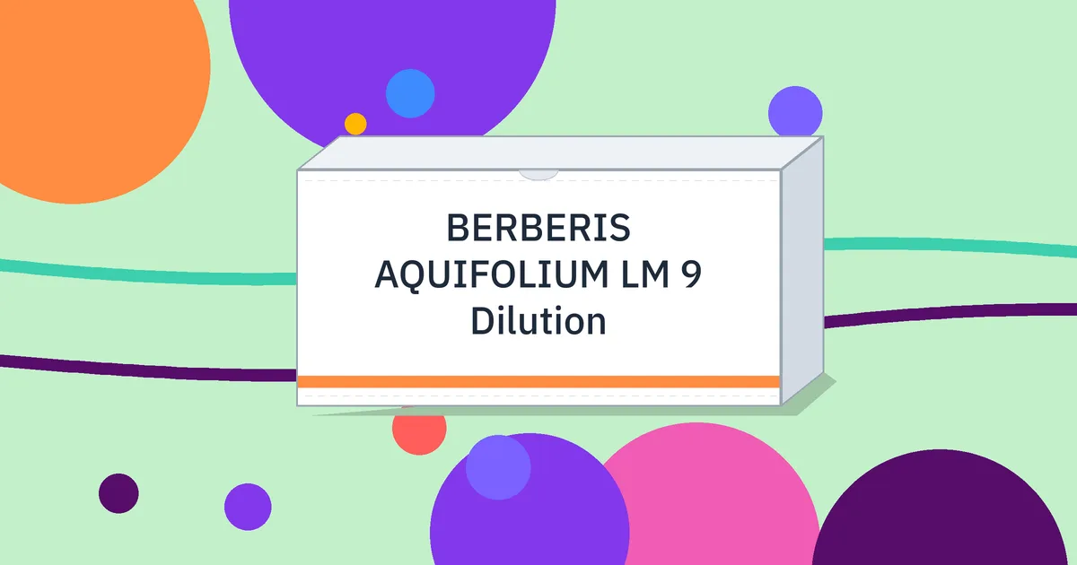 Symbolbild: Packung mit der Aufschrift BERBERIS AQUIFOLIUM LM 9 Dilution (PZN 13383095) – Verfügbarkeit und Bezug in Apotheken in Frankfurt am Main
