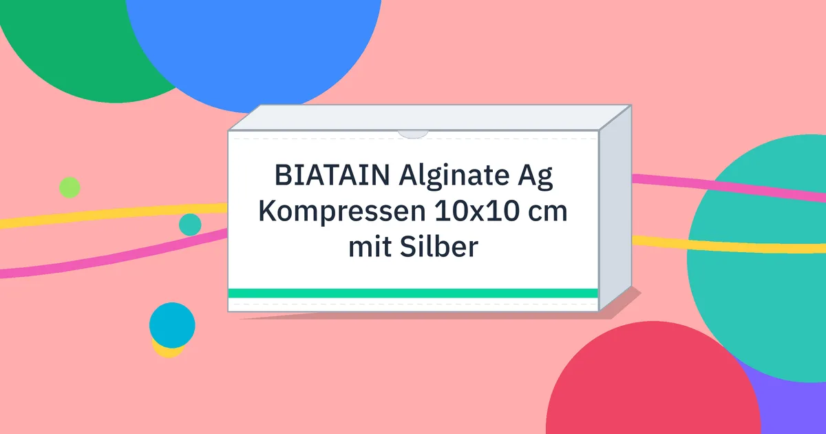 Symbolbild: Packung mit der Aufschrift BIATAIN Alginate Ag Kompressen 10x10 cm mit Silber (PZN 01406833) – Verfügbarkeit und Bezug in Apotheken in Frankfurt am Main