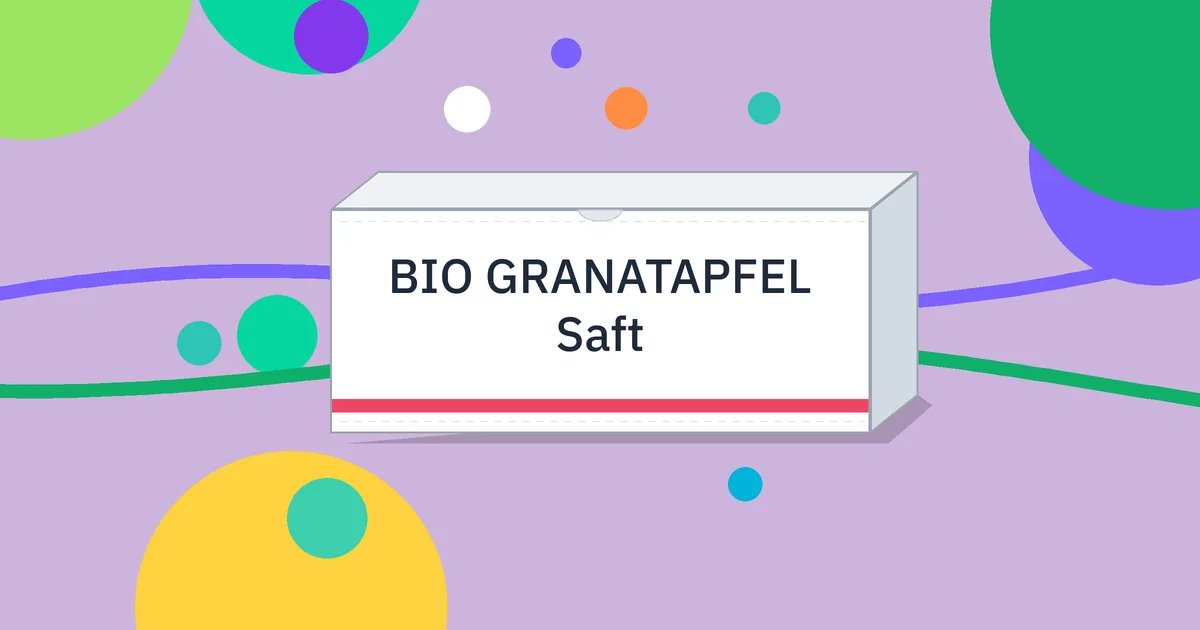 Symbolbild: Packung mit der Aufschrift BIO GRANATAPFEL Saft (PZN 09462570) – Verfügbarkeit und Bezug in Apotheken in Frankfurt am Main