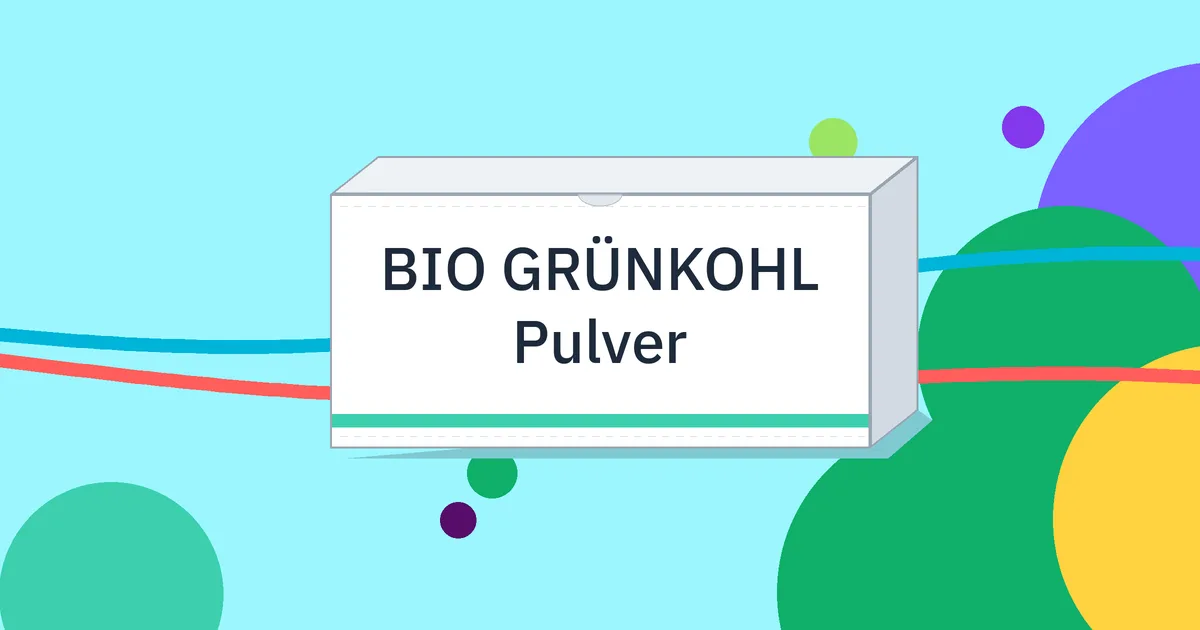 Symbolbild: Packung mit der Aufschrift BIO GRÜNKOHL Pulver (PZN 16352652) – Verfügbarkeit und Bezug in Apotheken in Frankfurt am Main