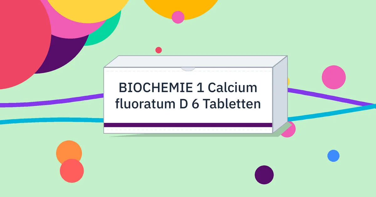 Symbolbild: Packung mit der Aufschrift BIOCHEMIE 1 Calcium fluoratum D 6 Tabletten (PZN 05955548) – Verfügbarkeit und Bezug in Apotheken in Frankfurt am Main