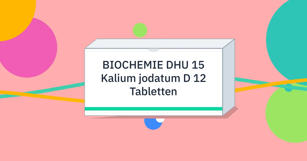 Symbolbild: Packung mit der Aufschrift BIOCHEMIE DHU 15 Kalium jodatum D 12 Tabletten (PZN 06584373) – Verfügbarkeit und Bezug in Apotheken in Frankfurt am Main