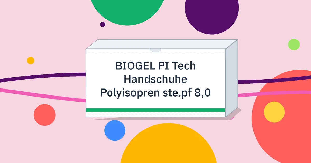 Symbolbild: Packung mit der Aufschrift BIOGEL PI Tech Handschuhe Polyisopren ste.pf 8,0 (PZN 20866658) – Verfügbarkeit und Bezug in Apotheken in Frankfurt am Main