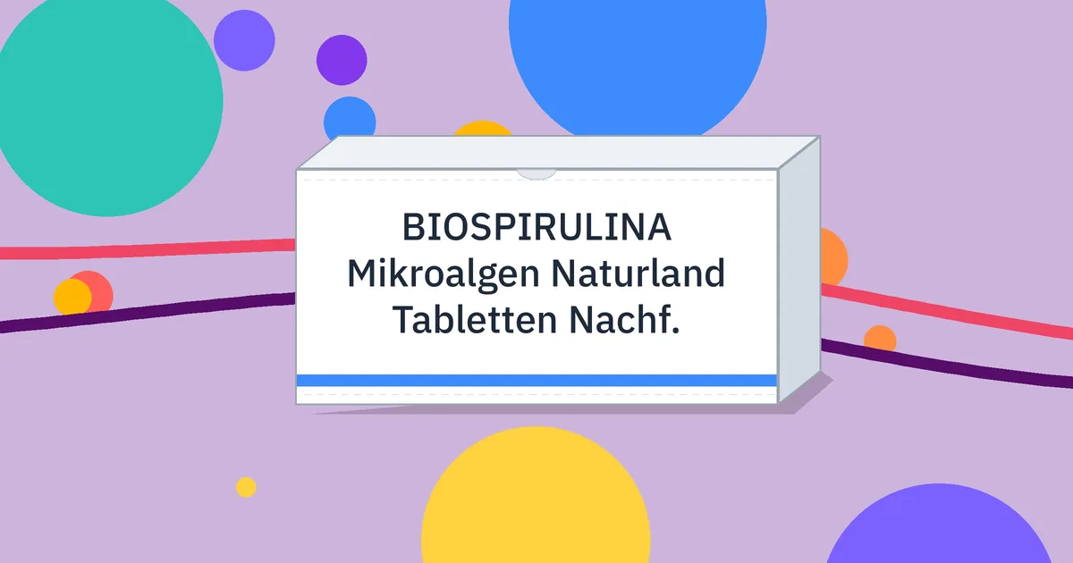 Symbolbild: Packung mit der Aufschrift BIOSPIRULINA Mikroalgen Naturland Tabletten Nachf. (PZN 03429689) – Verfügbarkeit und Bezug in Apotheken in Frankfurt am Main