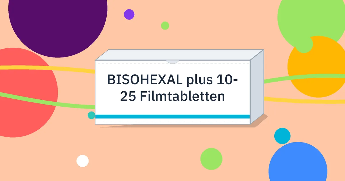 Symbolbild: Packung mit der Aufschrift BISOHEXAL plus 10-25 Filmtabletten (PZN 02426594) – Verfügbarkeit und Bezug in Apotheken in Frankfurt am Main