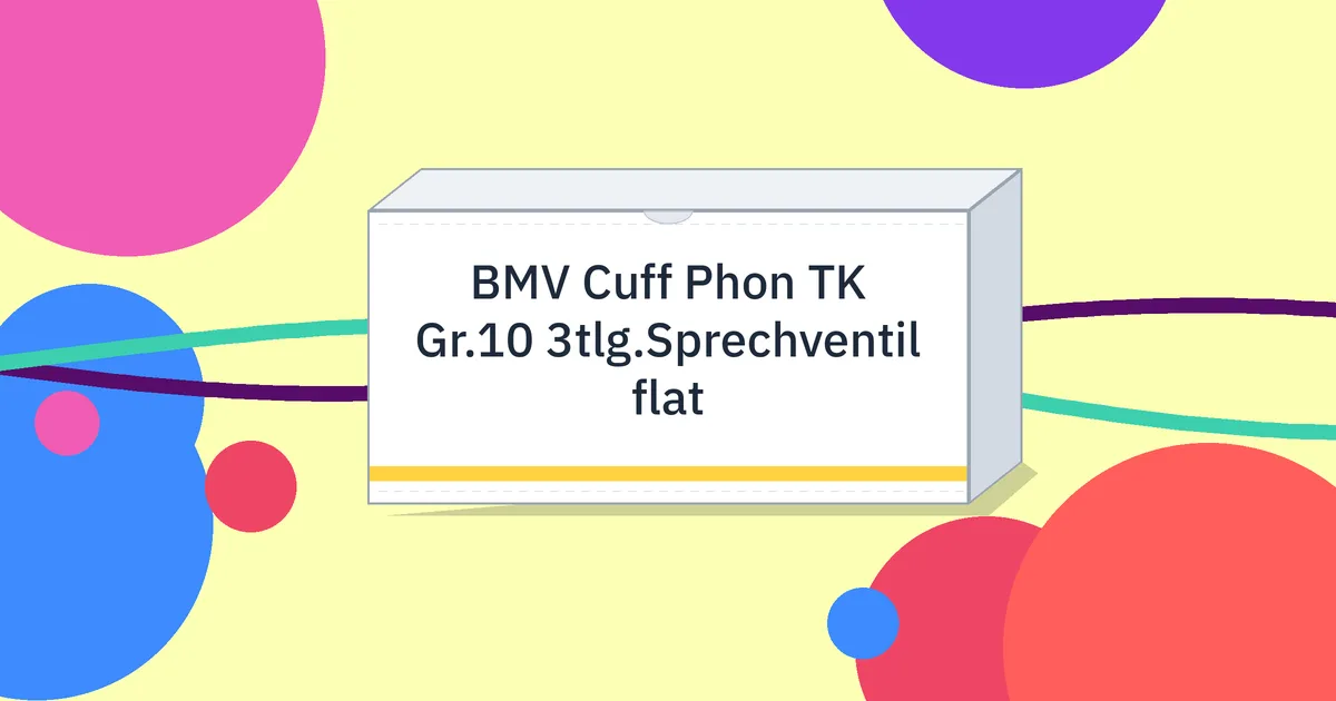 Symbolbild: Packung mit der Aufschrift BMV Cuff Phon TK Gr.10 3tlg.Sprechventil flat (PZN 18384248) – Verfügbarkeit und Bezug in Apotheken in Frankfurt am Main