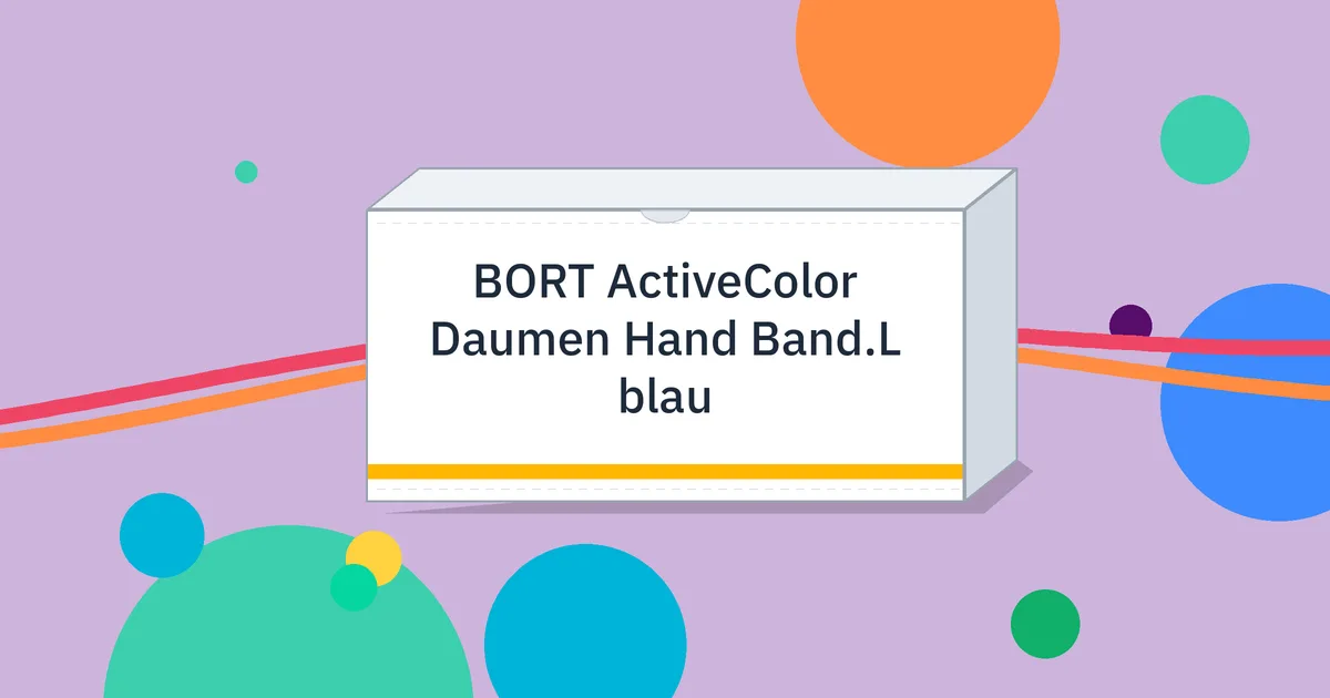 Symbolbild: Packung mit der Aufschrift BORT ActiveColor Daumen Hand Band.L blau (PZN 05873537) – Verfügbarkeit und Bezug in Apotheken in Frankfurt am Main