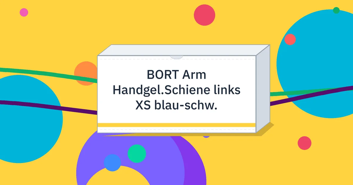 Symbolbild: Packung mit der Aufschrift BORT Arm Handgel.Schiene links XS blau-schw. (PZN 04196046) – Verfügbarkeit und Bezug in Apotheken in Frankfurt am Main