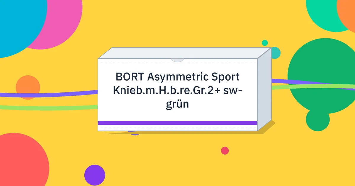Symbolbild: Packung mit der Aufschrift BORT Asymmetric Sport Knieb.m.H.b.re.Gr.2+ sw-grün (PZN 19634368) – Verfügbarkeit und Bezug in Apotheken in Frankfurt am Main