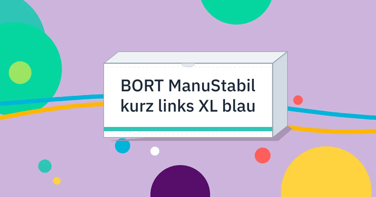 Symbolbild: Packung mit der Aufschrift BORT ManuStabil kurz links XL blau (PZN 00825060) – Verfügbarkeit und Bezug in Apotheken in Frankfurt am Main