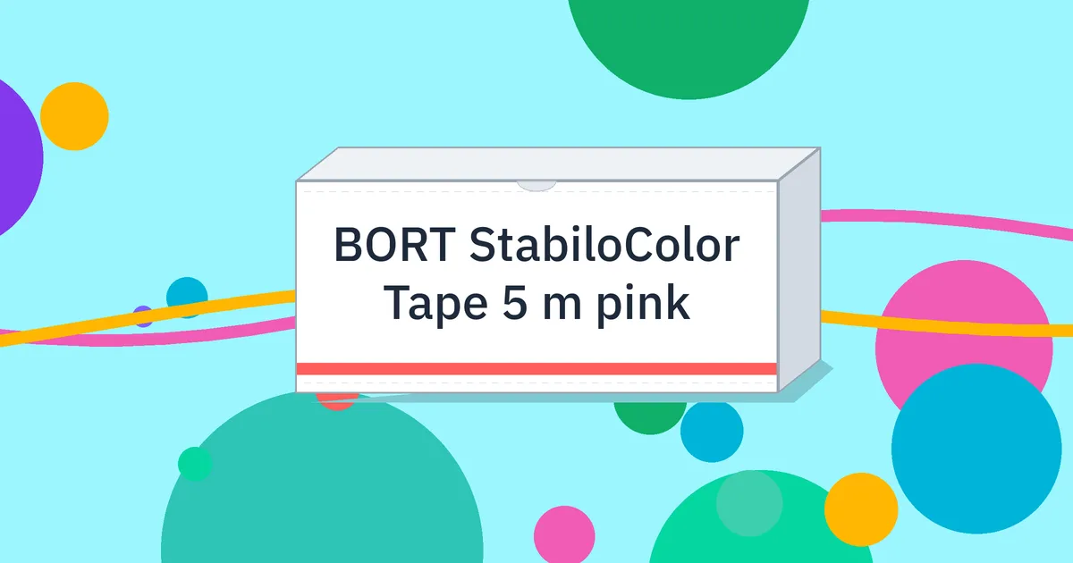 Symbolbild: Packung mit der Aufschrift BORT StabiloColor Tape 5 m pink (PZN 13911499) – Verfügbarkeit und Bezug in Apotheken in Frankfurt am Main