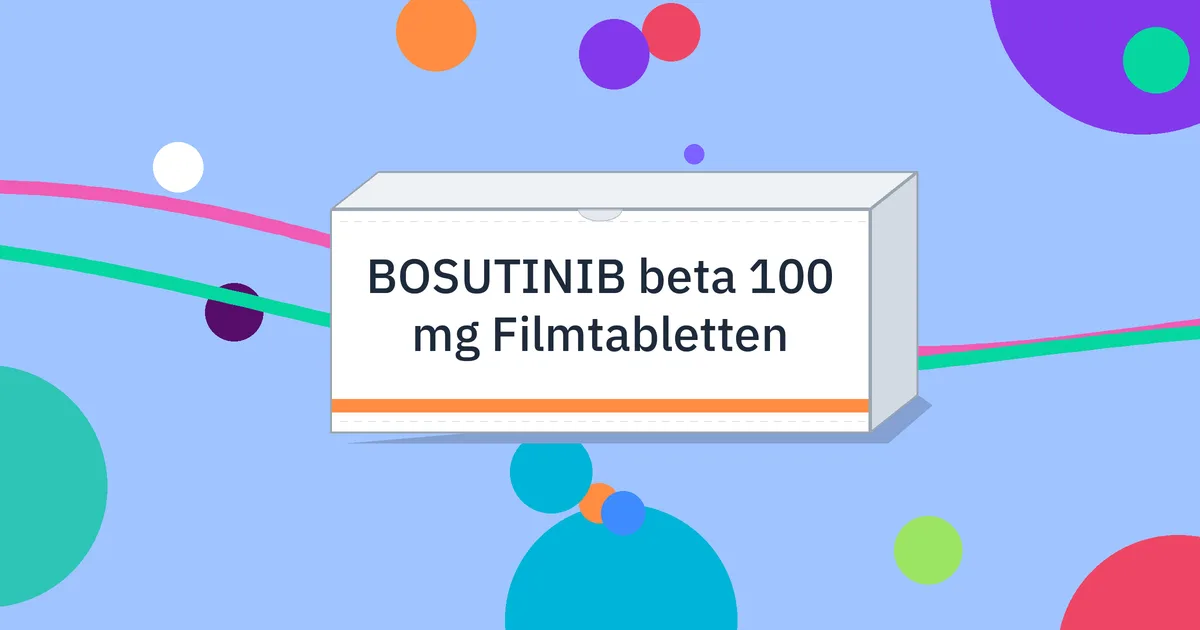 Symbolbild: Packung mit der Aufschrift BOSUTINIB beta 100 mg Filmtabletten (PZN 19136251) – Verfügbarkeit und Bezug in Apotheken in Frankfurt am Main