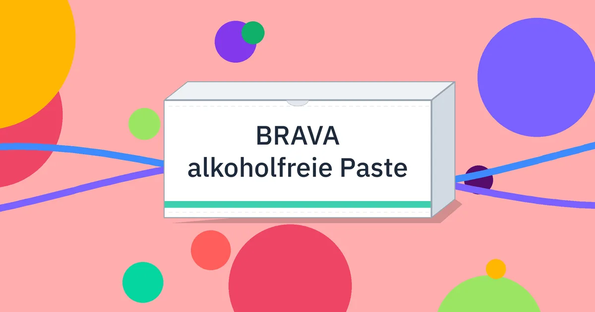 Symbolbild: Packung mit der Aufschrift BRAVA alkoholfreie Paste (PZN 15566865) – Verfügbarkeit und Bezug in Apotheken in Frankfurt am Main