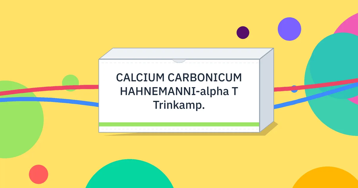 Symbolbild: Packung mit der Aufschrift CALCIUM CARBONICUM HAHNEMANNI-alpha T Trinkamp. (PZN 10223209) – Verfügbarkeit und Bezug in Apotheken in Frankfurt am Main