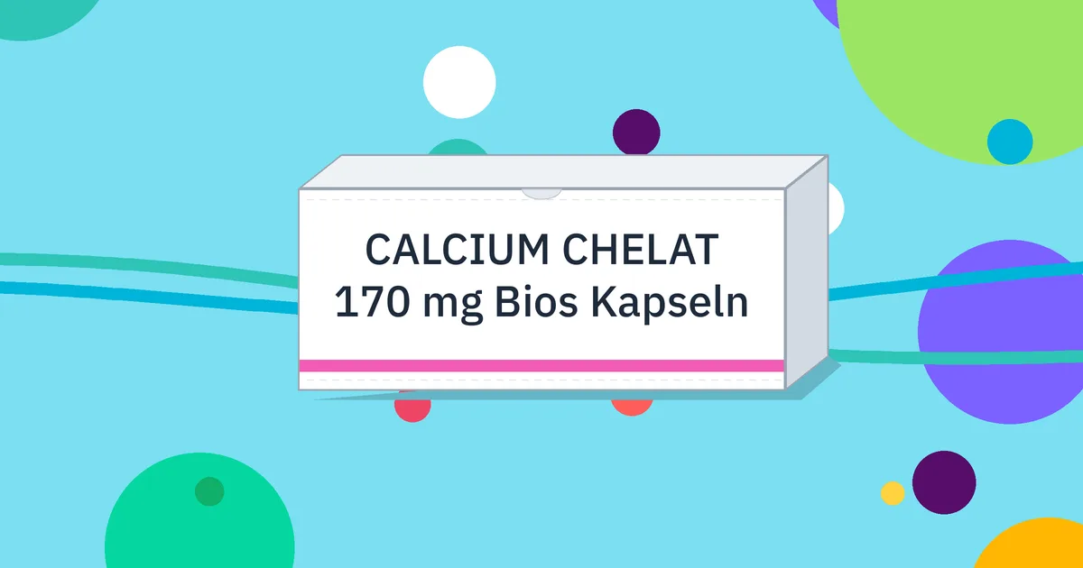 Symbolbild: Packung mit der Aufschrift CALCIUM CHELAT 170 mg Bios Kapseln (PZN 16329073) – Verfügbarkeit und Bezug in Apotheken in Frankfurt am Main