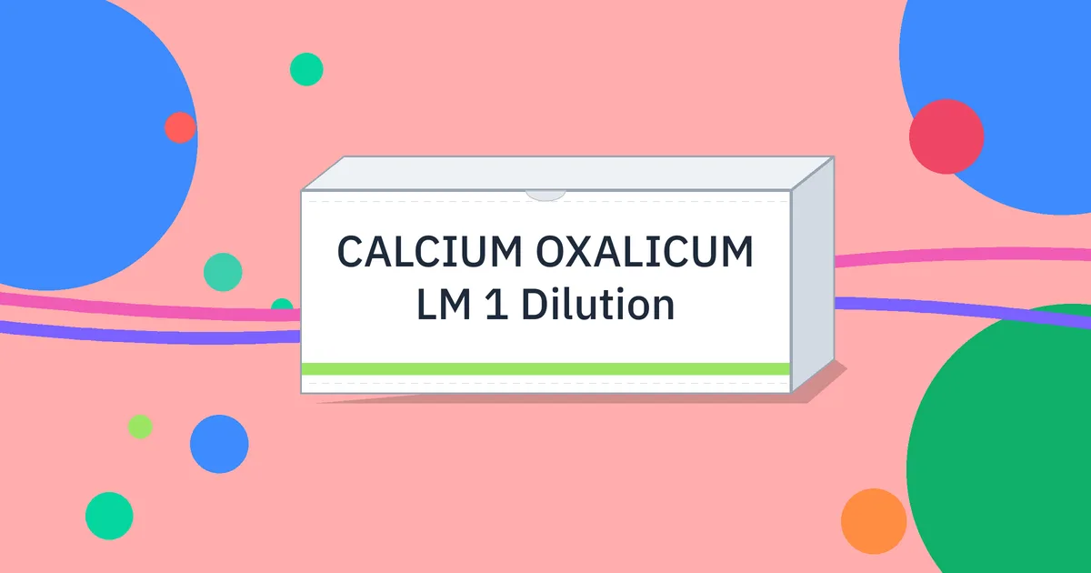 Symbolbild: Packung mit der Aufschrift CALCIUM OXALICUM LM 1 Dilution (PZN 13410099) – Verfügbarkeit und Bezug in Apotheken in Frankfurt am Main