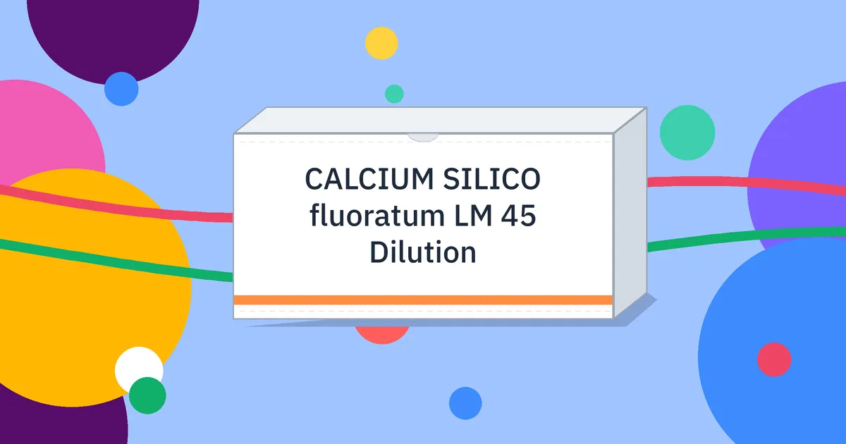 Symbolbild: Packung mit der Aufschrift CALCIUM SILICO fluoratum LM 45 Dilution (PZN 12806352) – Verfügbarkeit und Bezug in Apotheken in Frankfurt am Main