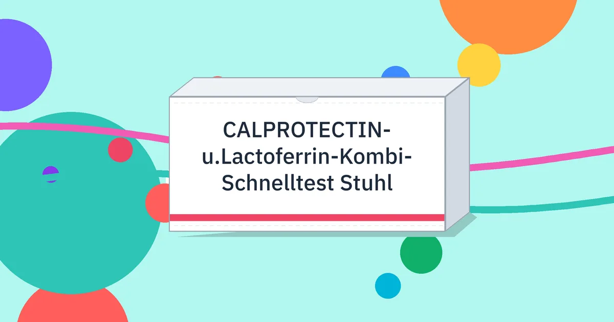 Symbolbild: Packung mit der Aufschrift CALPROTECTIN-u.Lactoferrin-Kombi-Schnelltest Stuhl (PZN 19850824) – Verfügbarkeit und Bezug in Apotheken in Frankfurt am Main