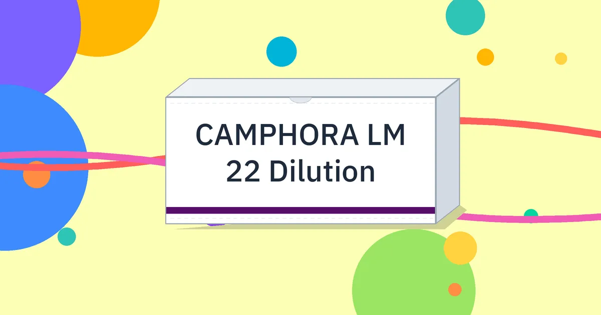Symbolbild: Packung mit der Aufschrift CAMPHORA LM 22 Dilution (PZN 12807877) – Verfügbarkeit und Bezug in Apotheken in Frankfurt am Main