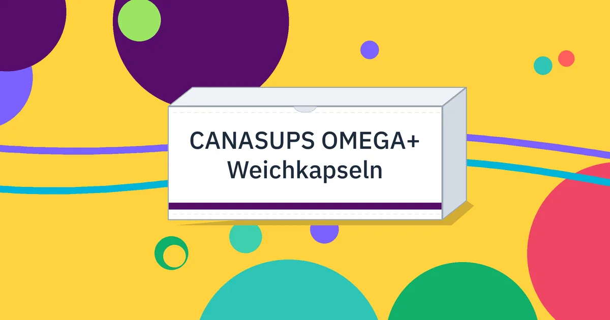 Symbolbild: Packung mit der Aufschrift CANASUPS OMEGA+ Weichkapseln (PZN 19902165) – Verfügbarkeit und Bezug in Apotheken in Frankfurt am Main