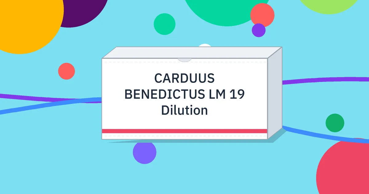 Symbolbild: Packung mit der Aufschrift CARDUUS BENEDICTUS LM 19 Dilution (PZN 13430179) – Verfügbarkeit und Bezug in Apotheken in Frankfurt am Main