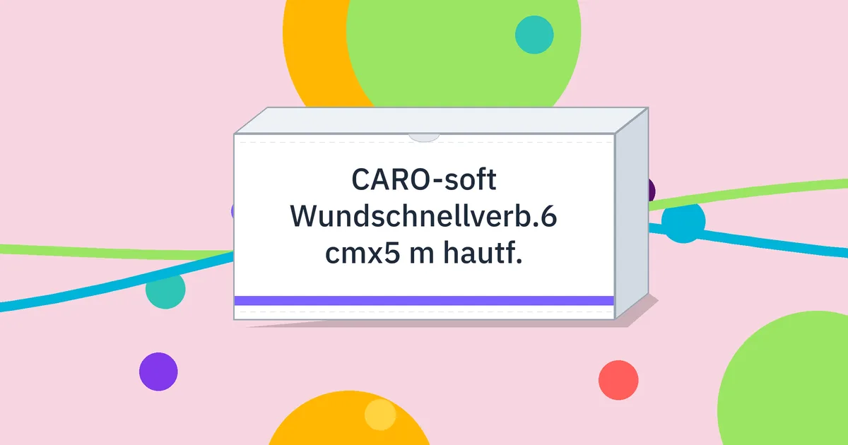 Symbolbild: Packung mit der Aufschrift CARO-soft Wundschnellverb.6 cmx5 m hautf. (PZN 11670637) – Verfügbarkeit und Bezug in Apotheken in Frankfurt am Main